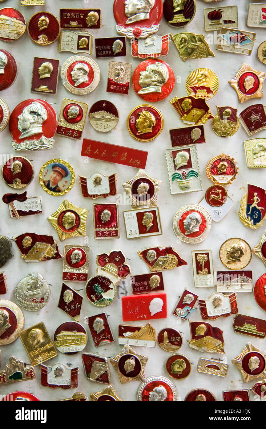 "Red Mao Tse Tung badges at the antique market in Hong Kong China Stock ...