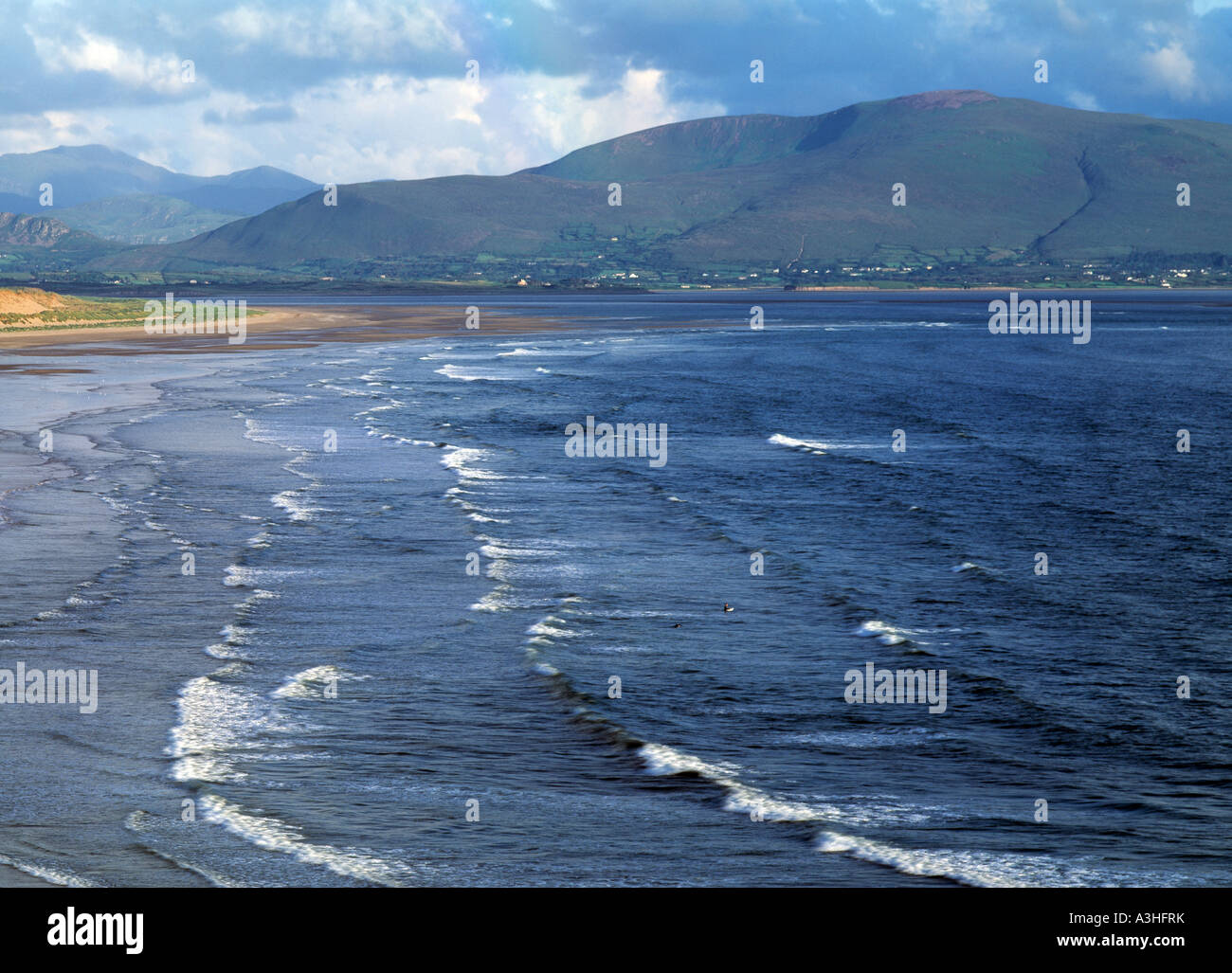 ireland, county kerry, dingle peninsula,, atlantic waves lapping onto ...