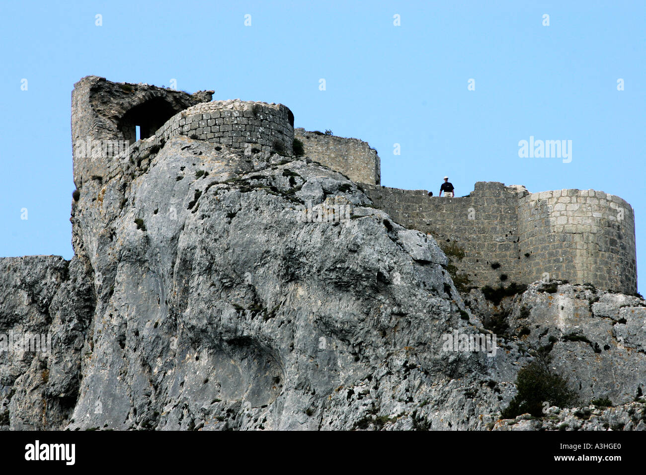 castle chateaux de Peyrepertuse in Languedoc South France Stock Photo ...