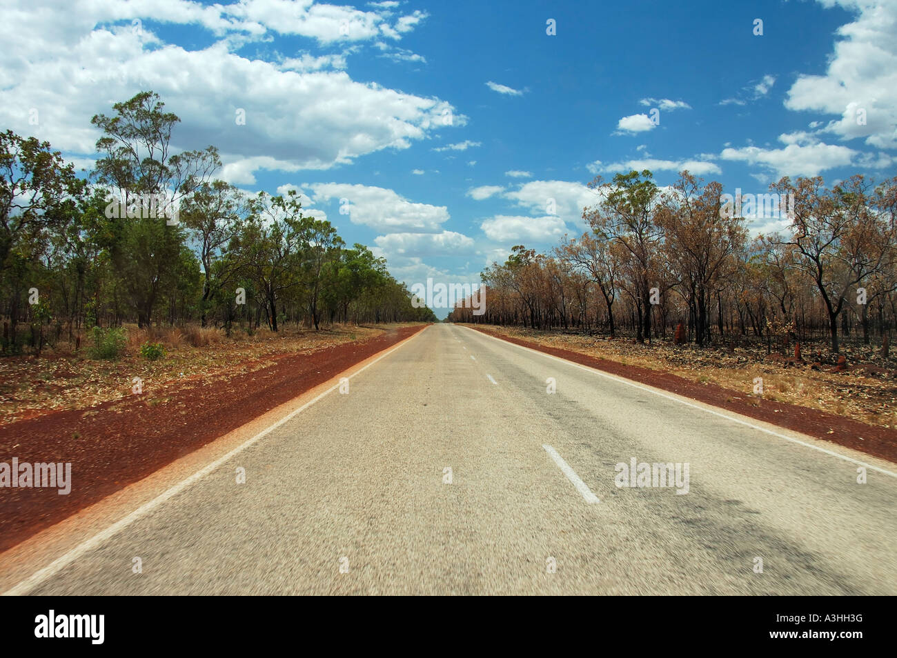 Straight highway in the Australian outback Northern Territory Australia ...
