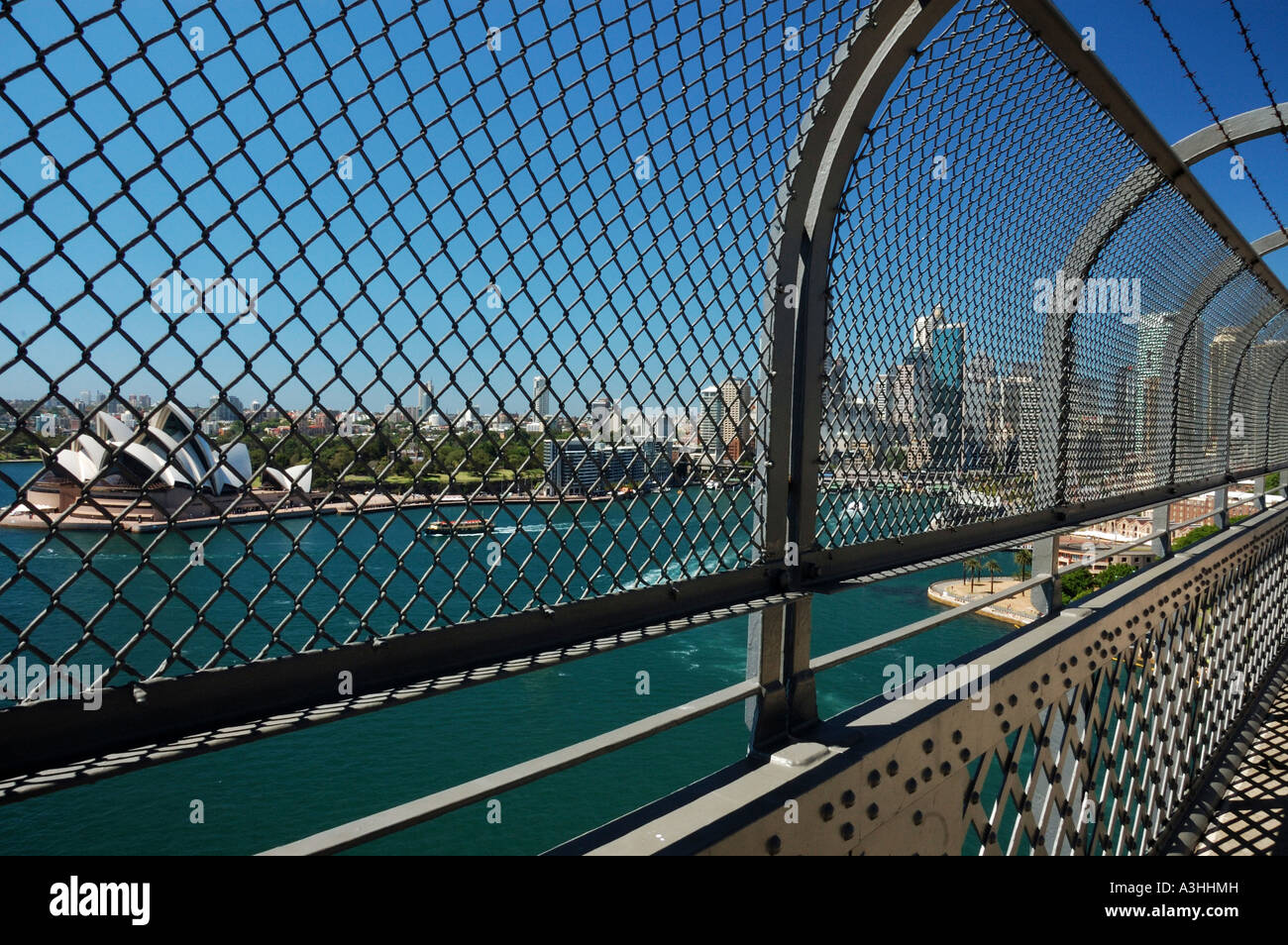 Fenced walkway Sydney Harbour Bridge New South Wales Australia Stock ...
