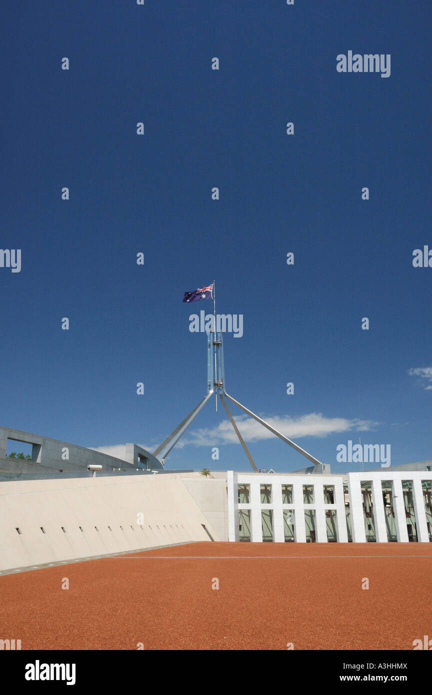 Flag on the Australian Parliament Canberra ACT Australia Stock Photo ...