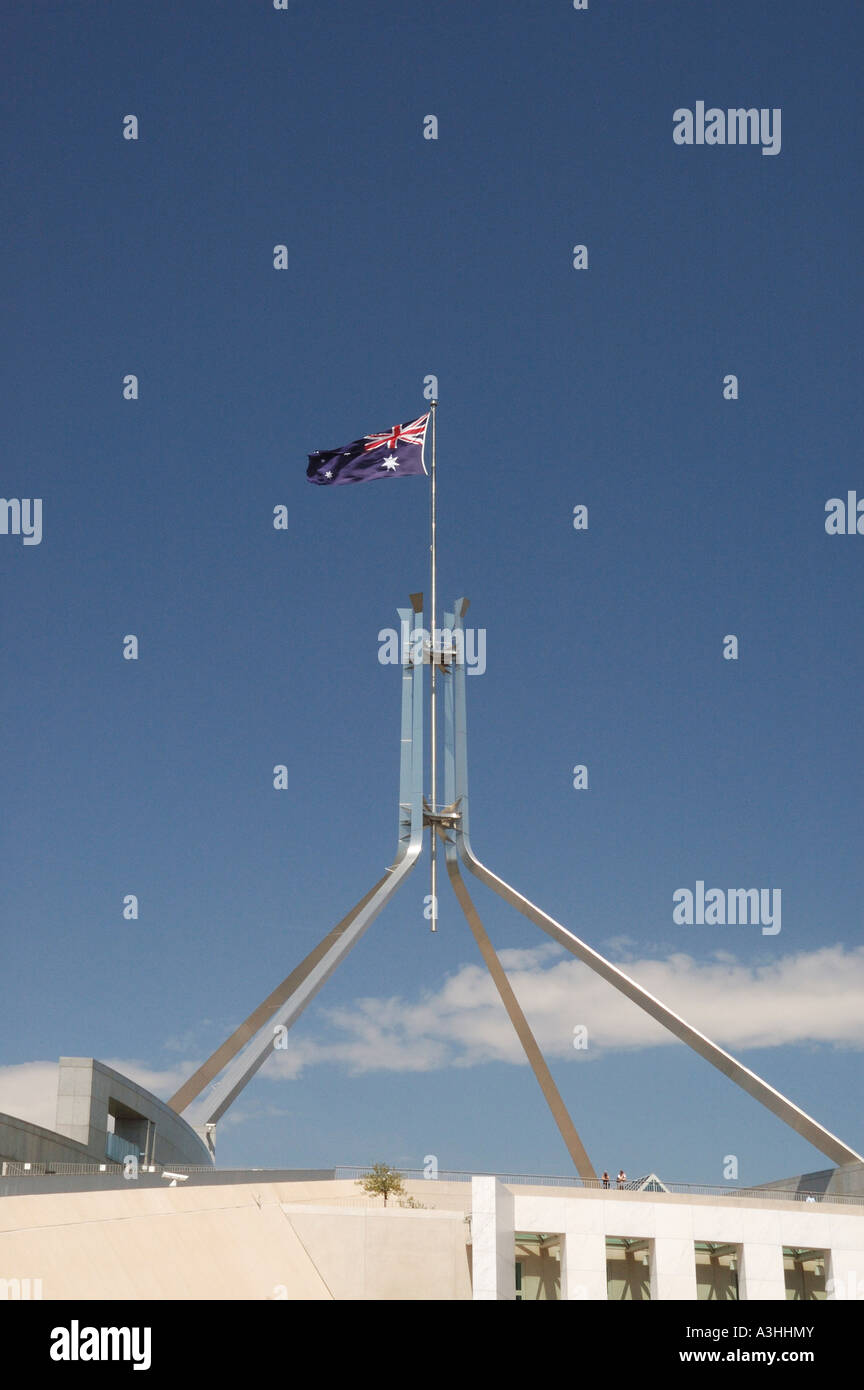 Flag on the Australian Parliament Canberra ACT Australia Stock Photo ...