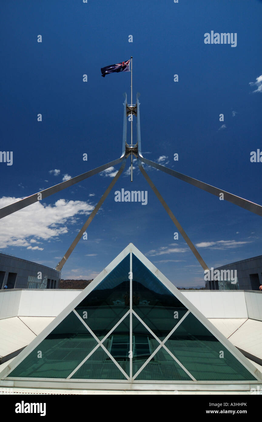 Flag on the Australian Parliament Canberra ACT Australia Stock Photo ...