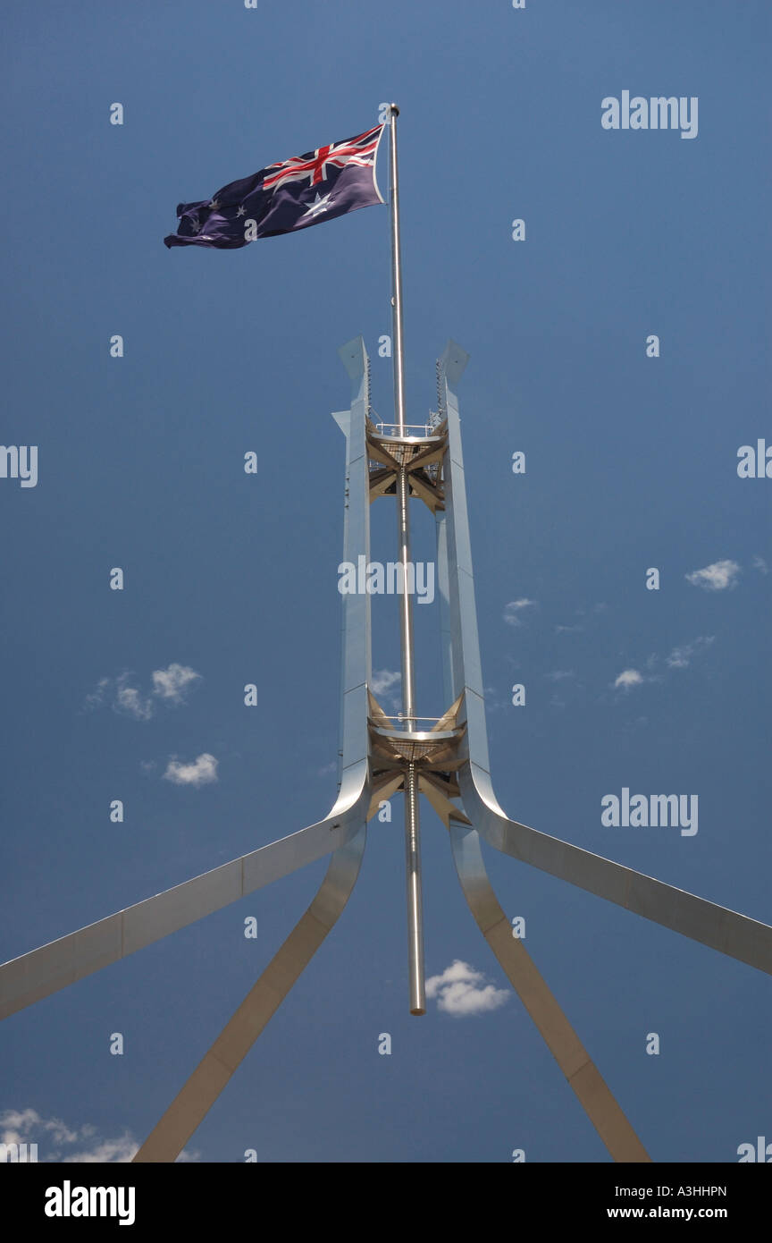 Flag on the Australian Parliament Canberra ACT Australia Stock Photo ...