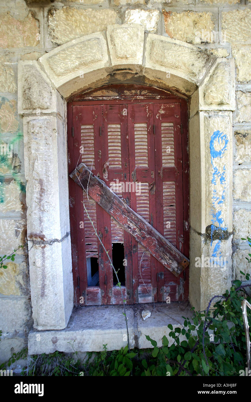 closed wooden window in greece Stock Photo - Alamy
