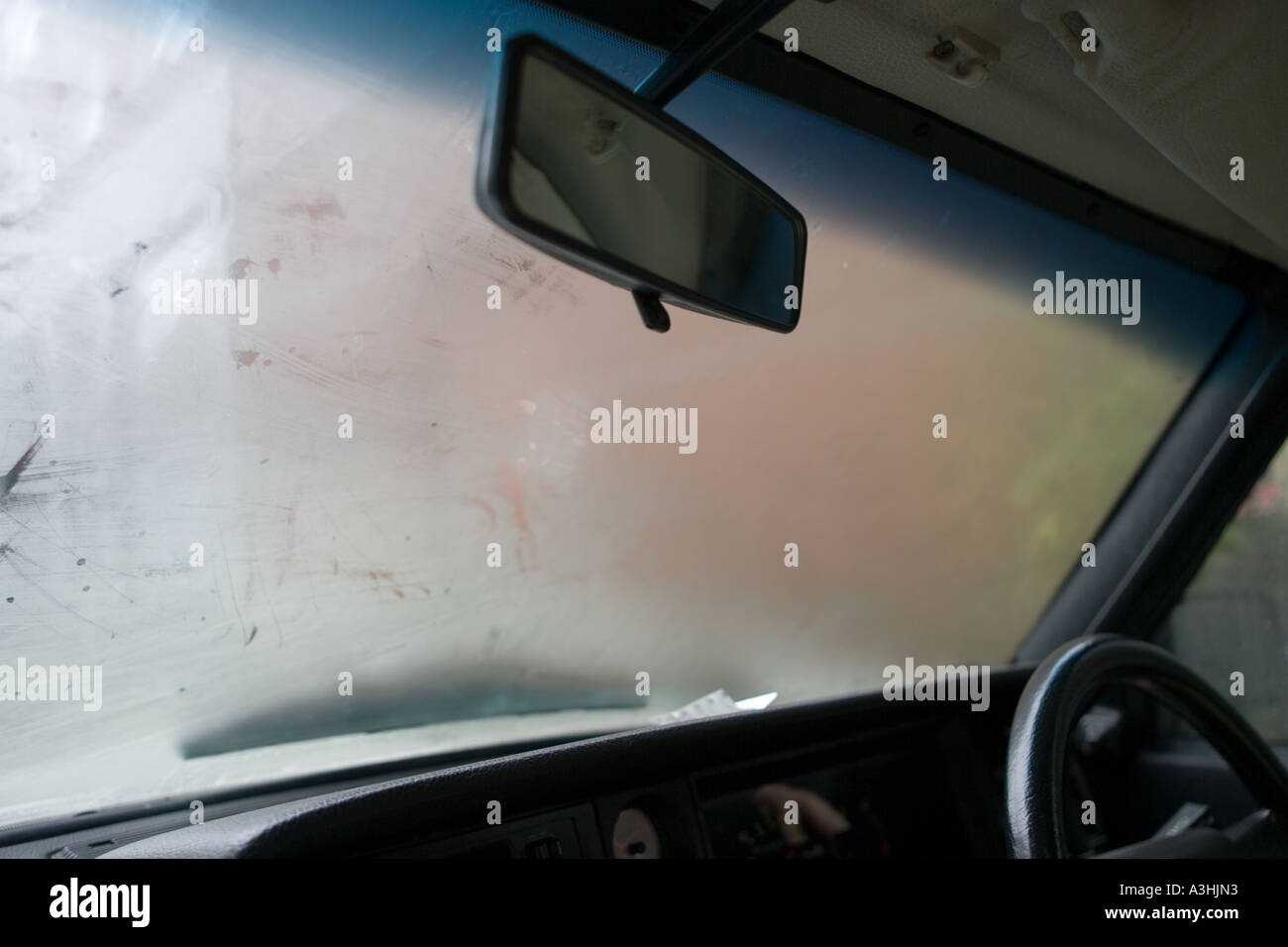 The Interior of a car windscreen, steamed up Stock Photo - Alamy