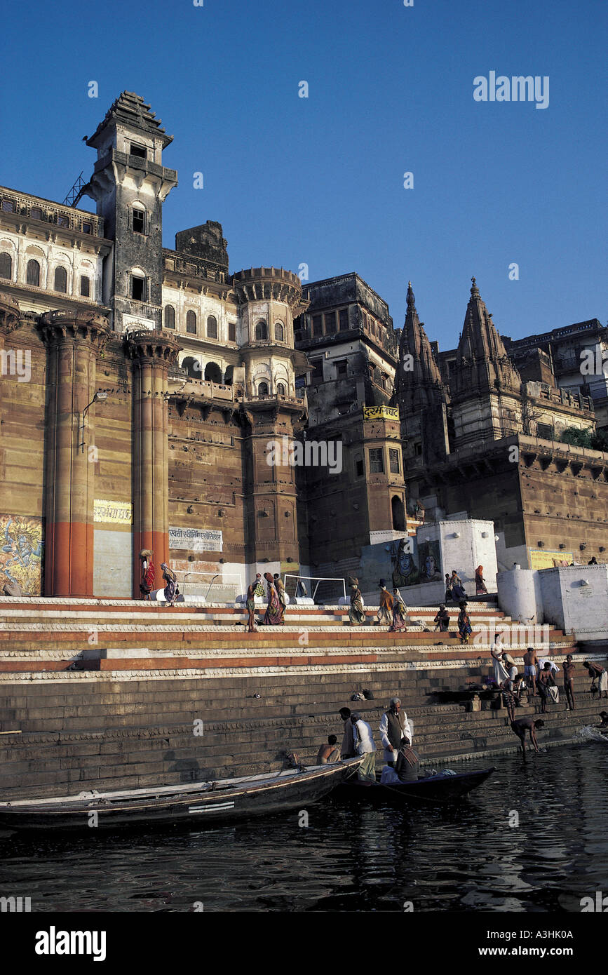 religious bathing at ghat ganga river city of varanasi state of uttar ...