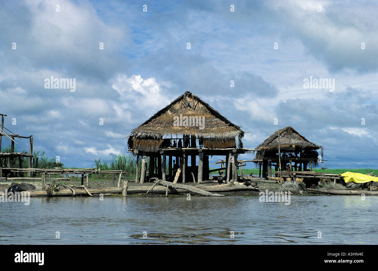 dwelling houses near village of karau murik lake district province of ...