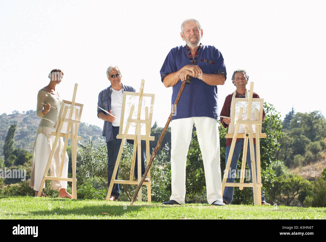 Old man painting class hi-res stock photography and images - Alamy
