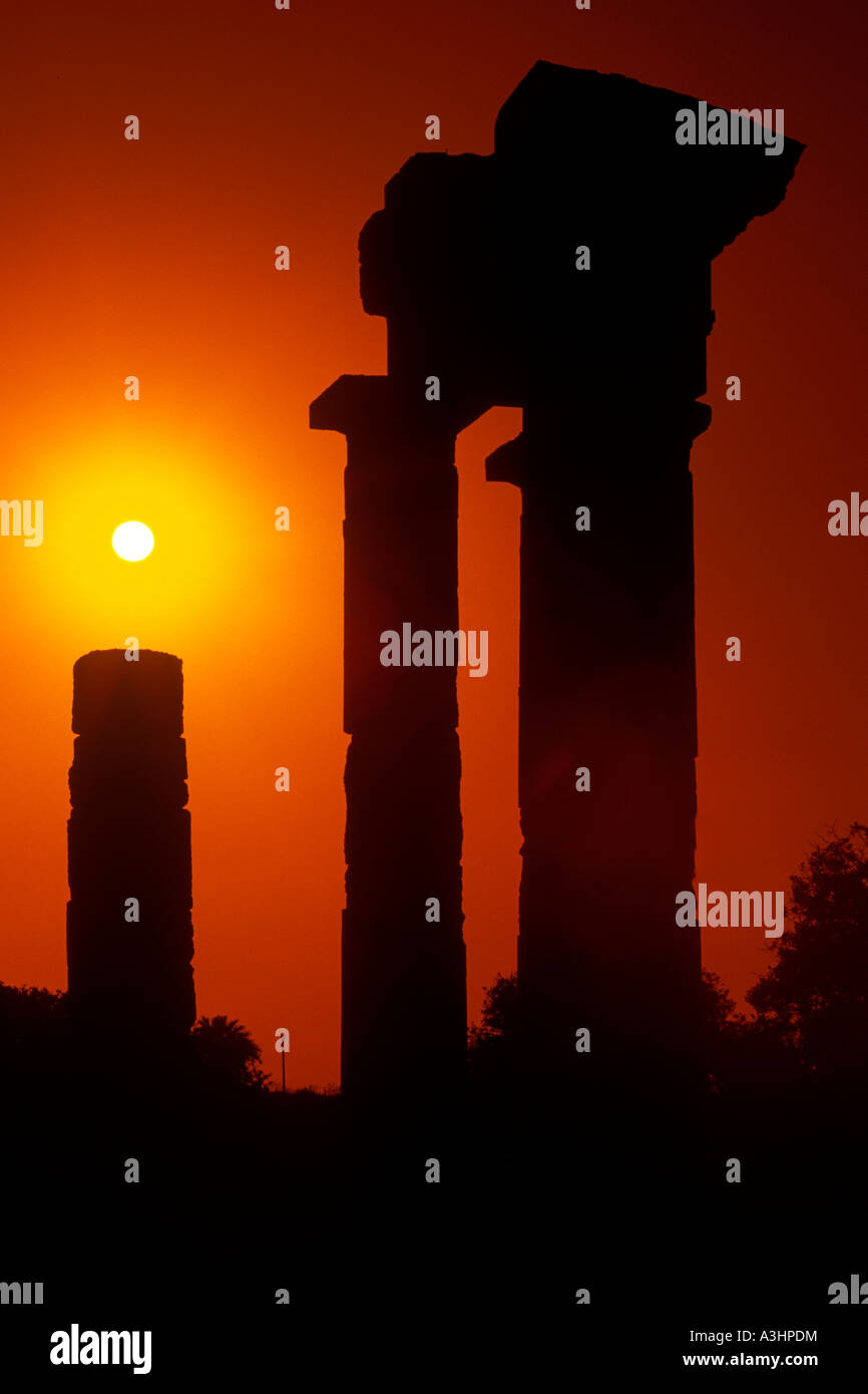 sunset at the remains of the Acropolis at Rhodes Town Stock Photo - Alamy
