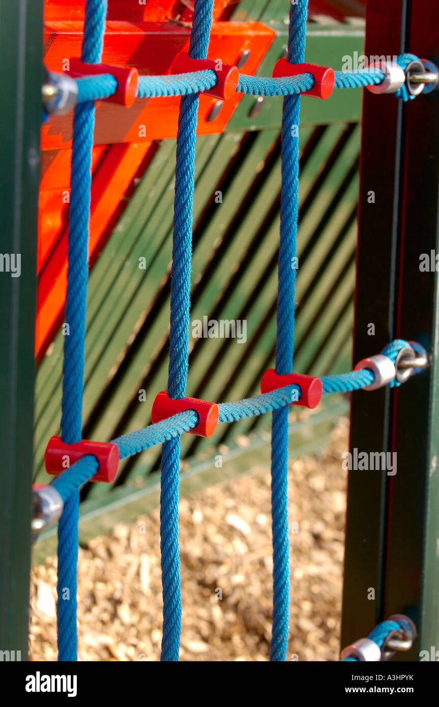 Close-up of a vertical climbing net in a UK park Stock Photo - Alamy