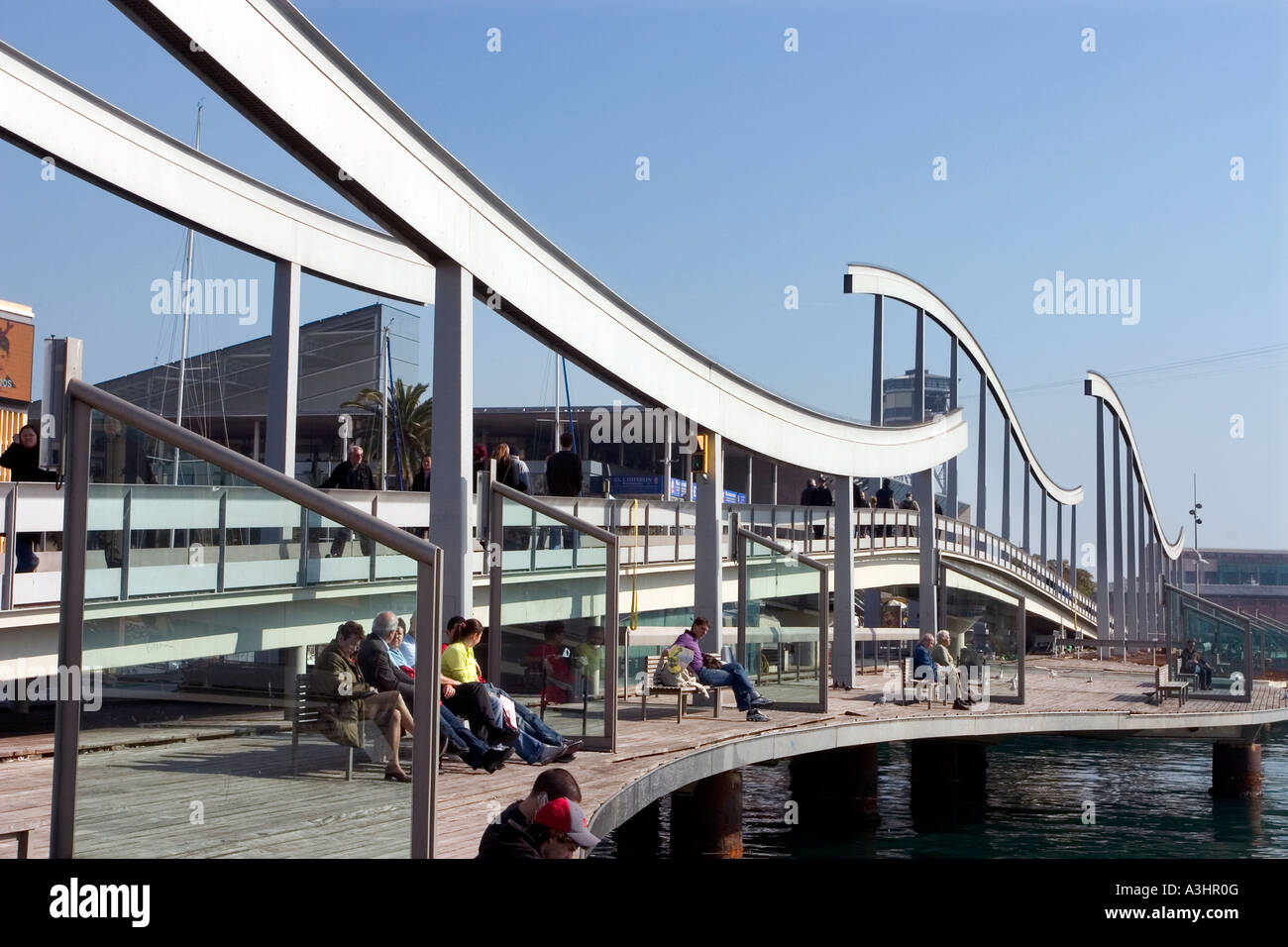 The Rambla de Mar bridge extension leading to Mare Magnum leisure ...