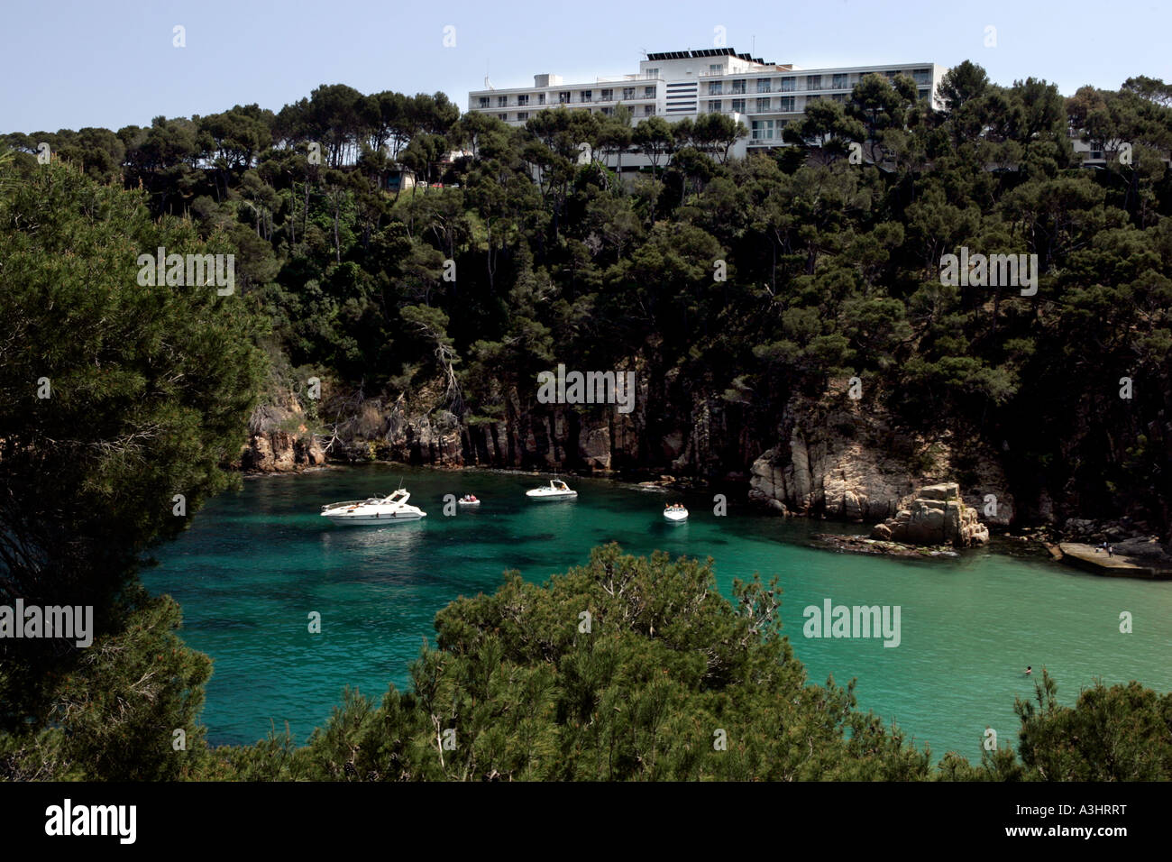 National Parador at Aigua Blava overlooking the sea on the Costa Brava ...