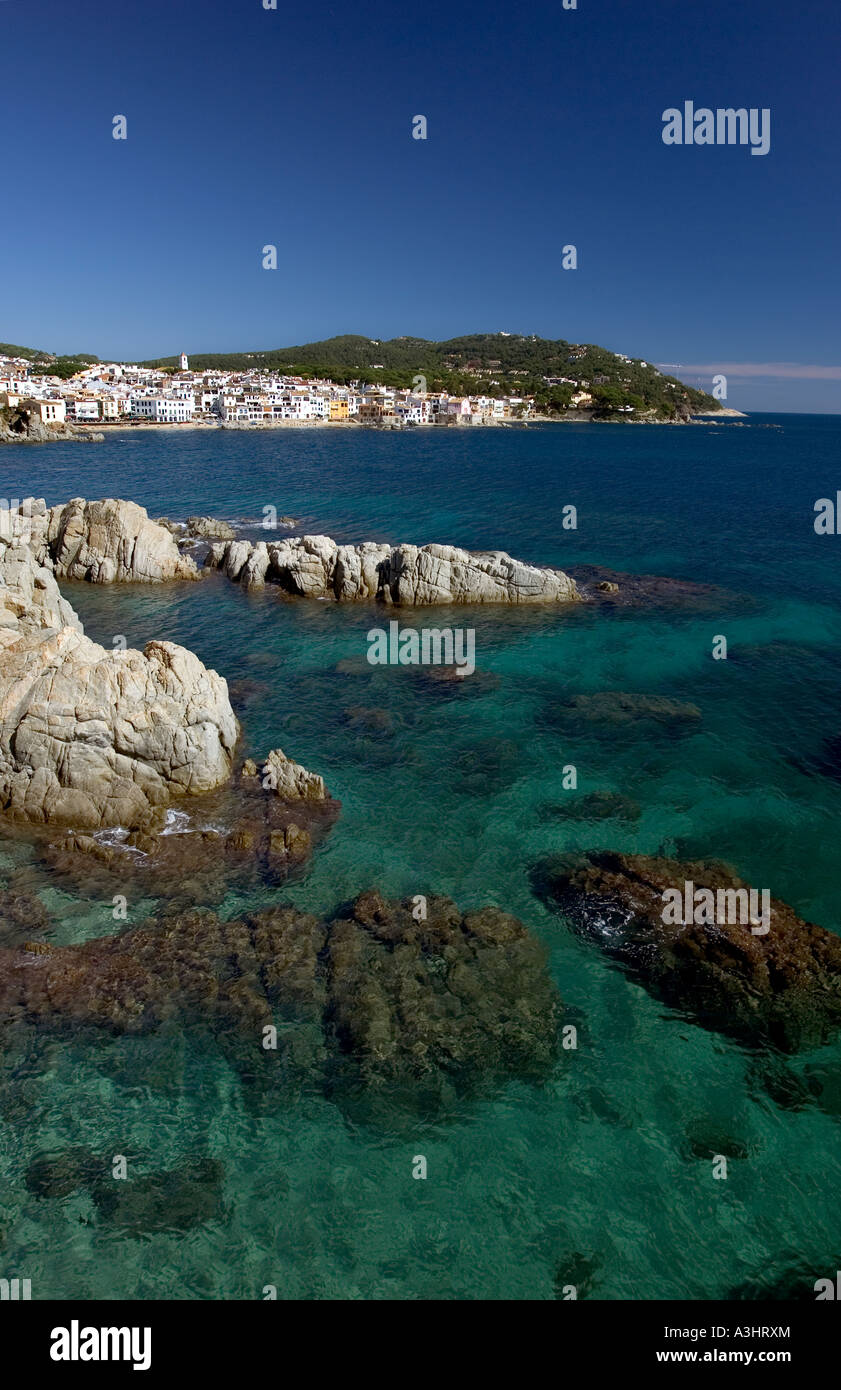Rocky coastline of the Costa Brava near the village of Calella de ...