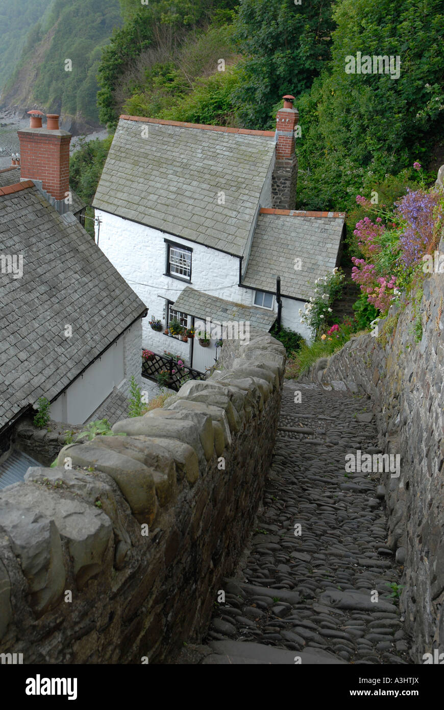 A steep narrow path at Clovelly in Devon Stock Photo - Alamy