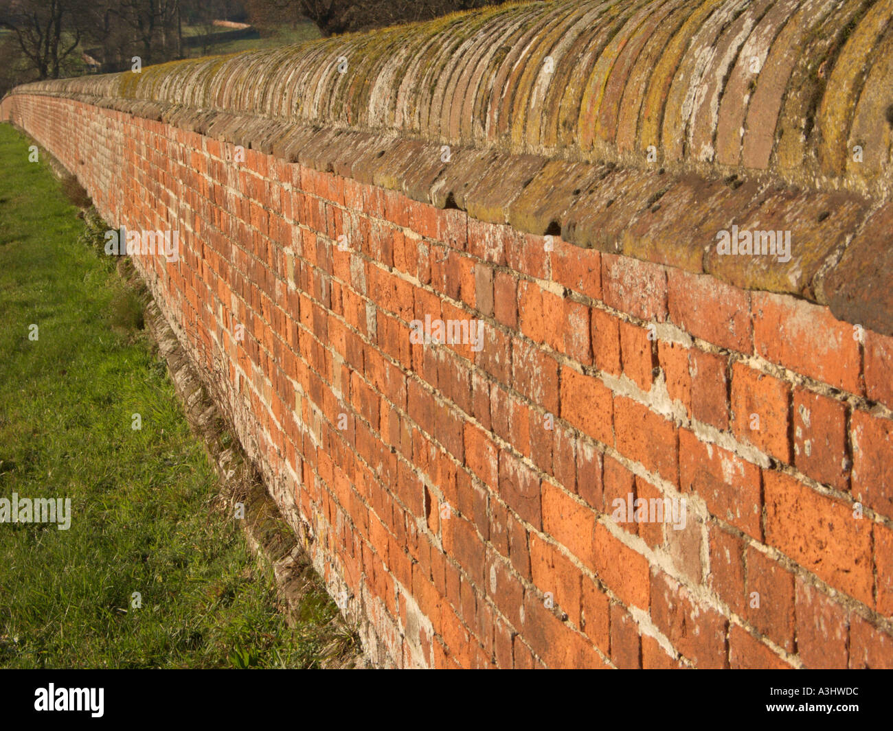 Red brick Walls surrounding the Somerleyton Estate Somerleyton Suffolk ...