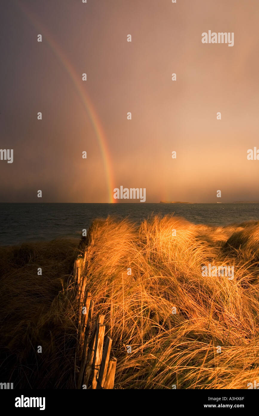Rainbow over the atlantic ocean during a spring shower over in Clew bay ...