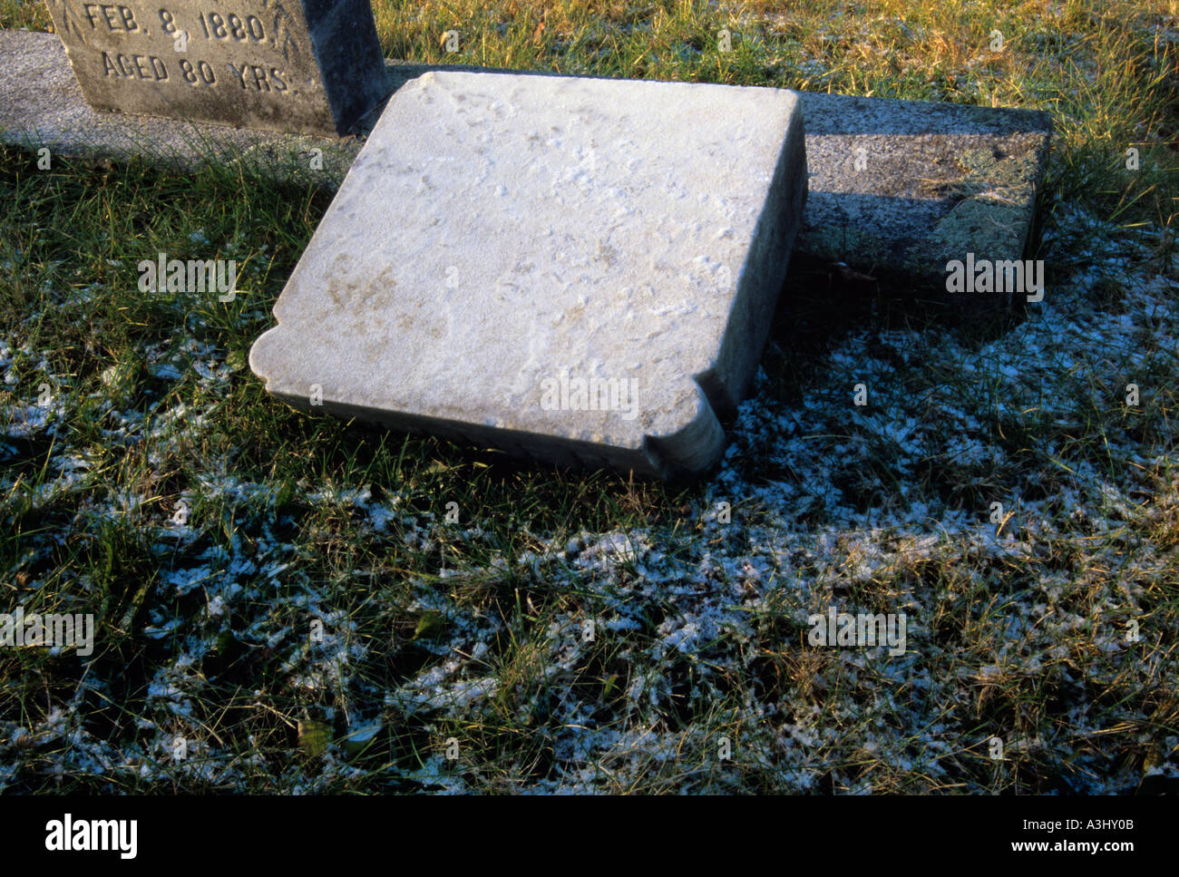 Broken Headstone in a New England graveyard cemetery located in New ...