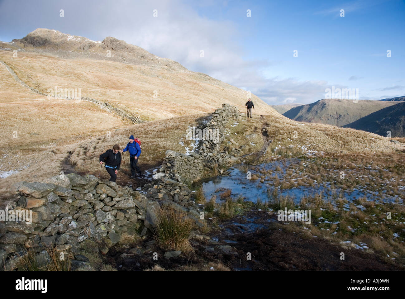 Walkers climbing Red Screes, Lake District Stock Photo - Alamy