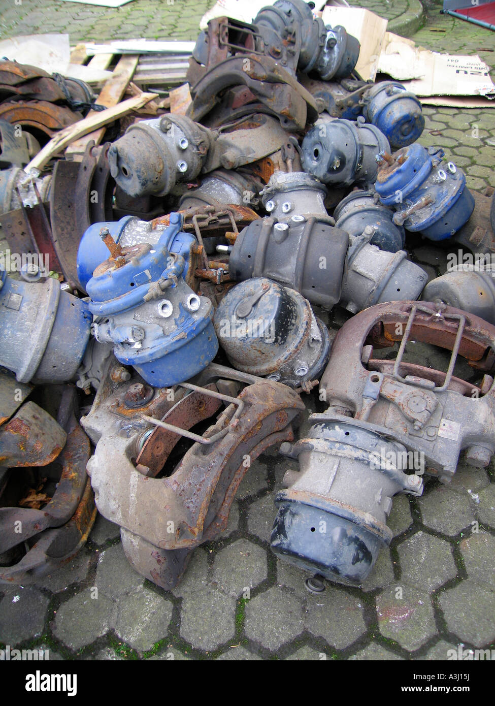 Discarded air brake truck parts Stock Photo - Alamy