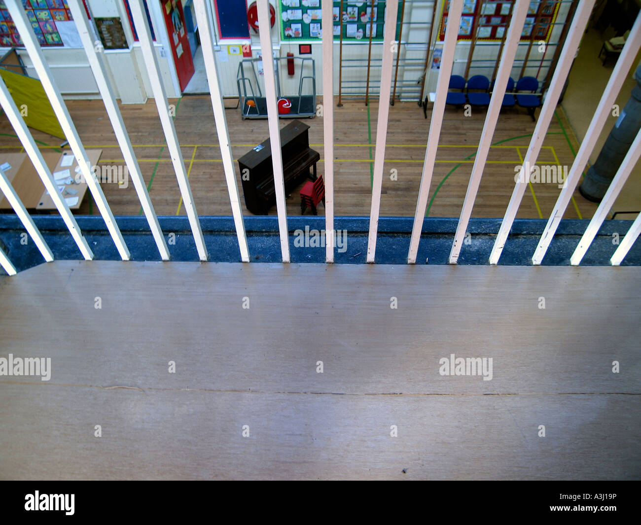 View from balcony of old school building Stock Photo - Alamy