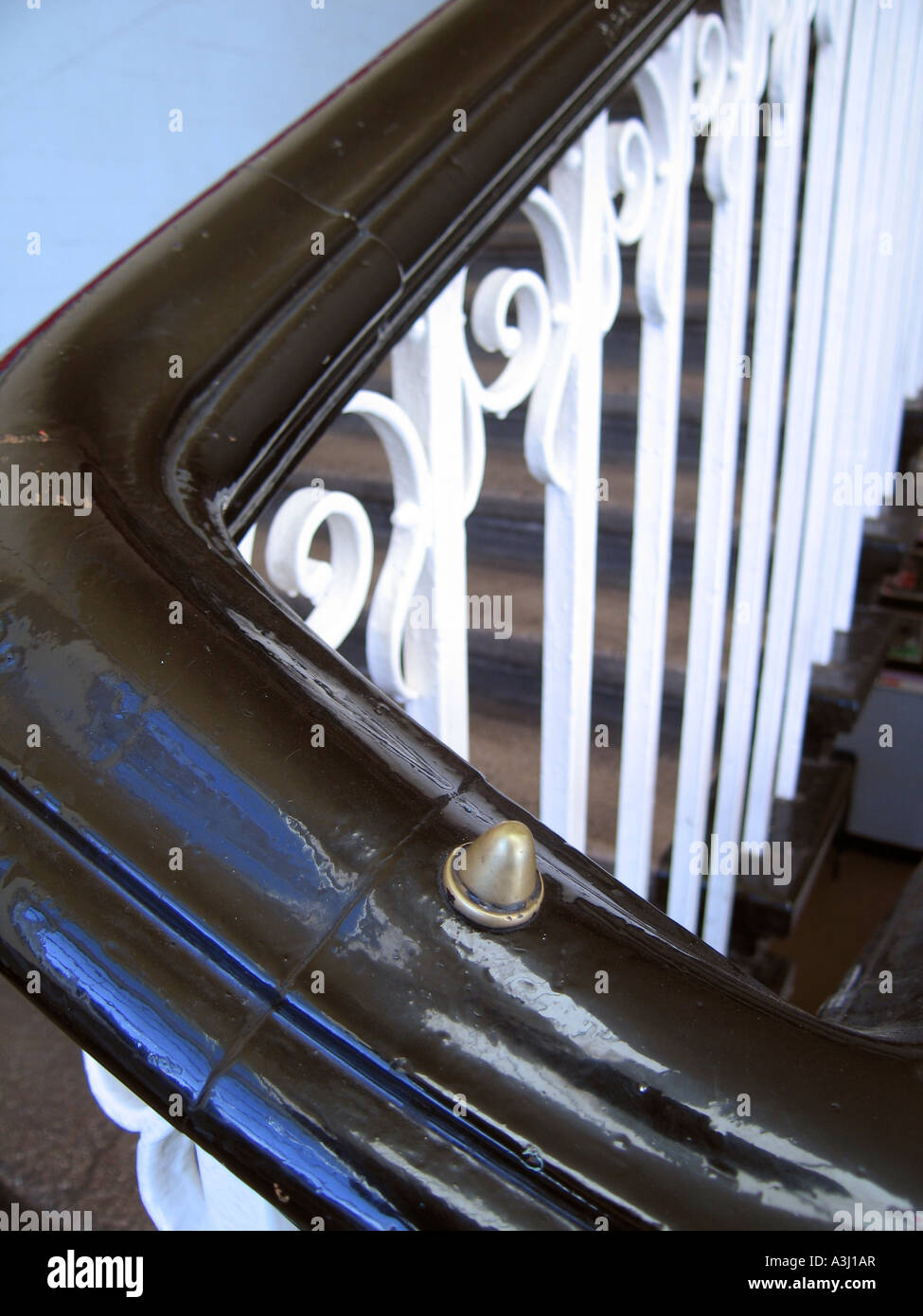Stair hand rail detail in old building Stock Photo - Alamy