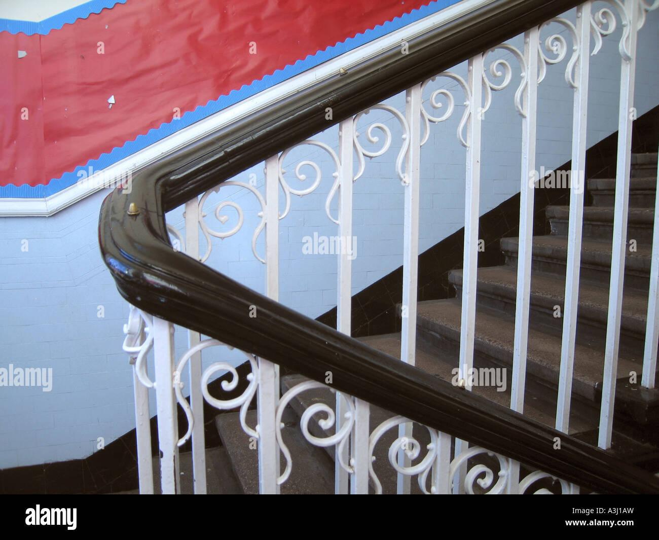 Stair hand rail detail in old building Stock Photo - Alamy