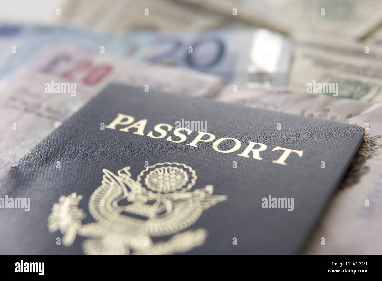 American passport with currency Stock Photo - Alamy