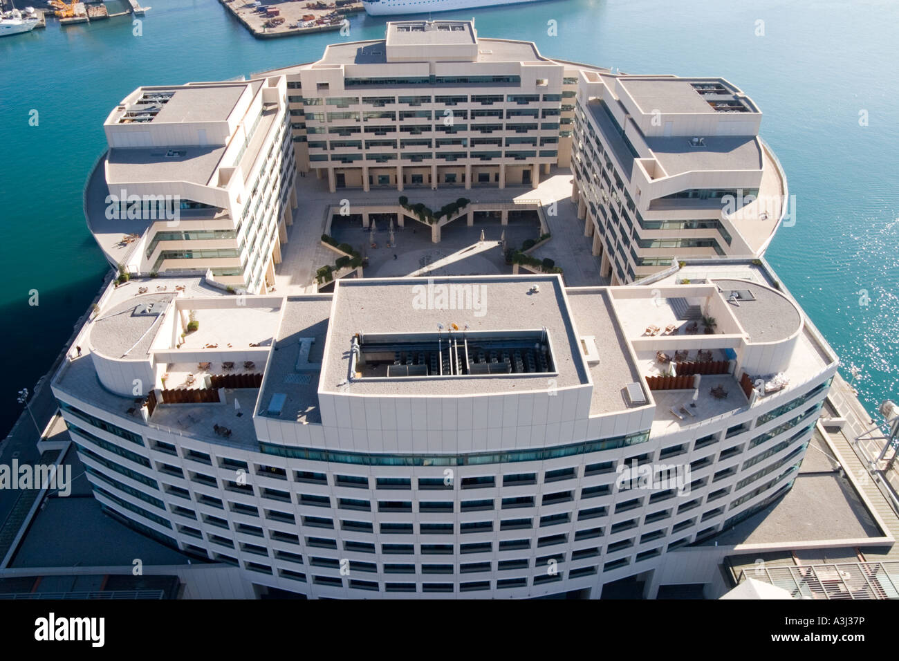 AERIAL VIEW OF WORLD TRADE CENTER BUILDING IN BARCELONA PORT Stock ...