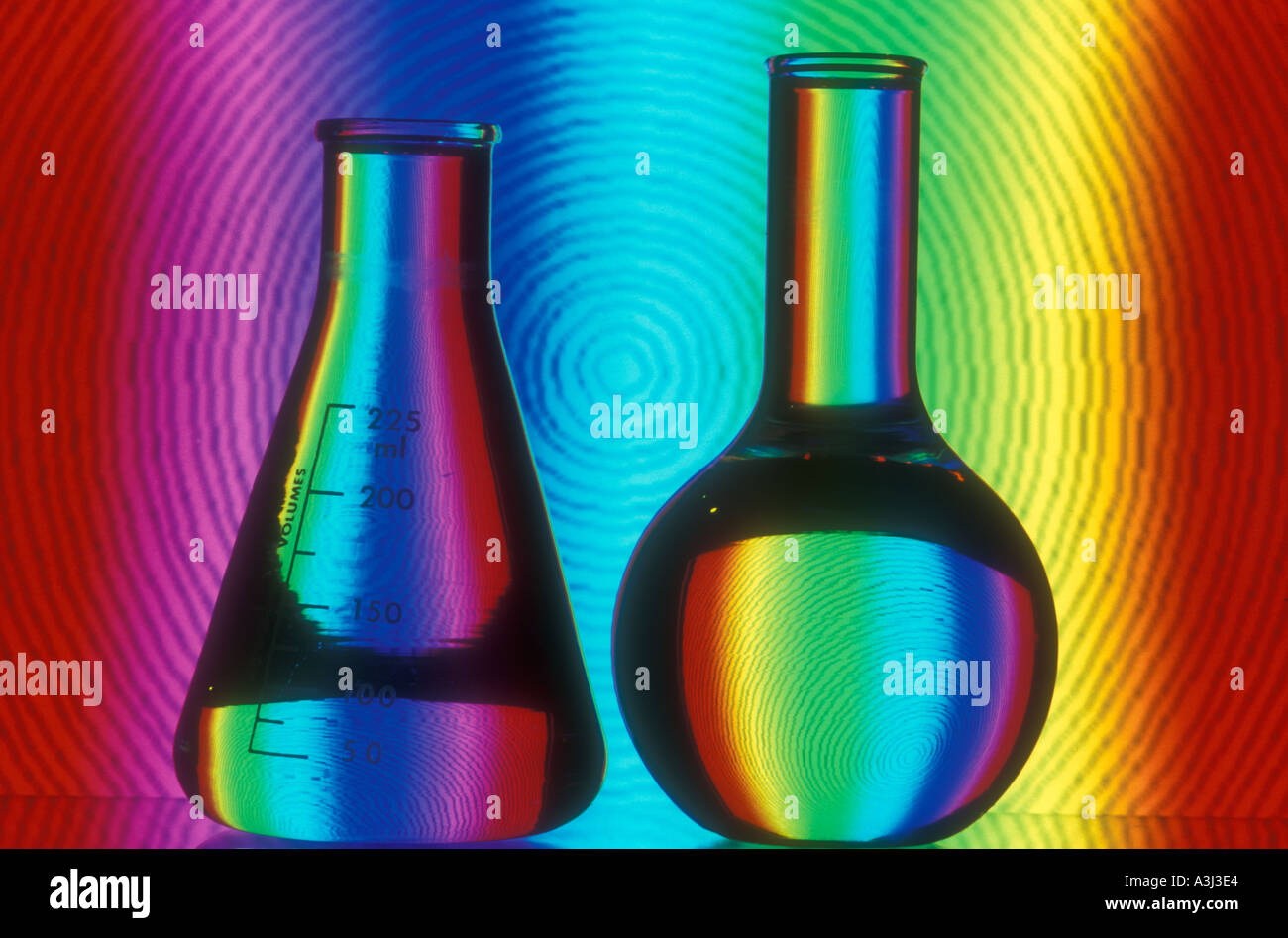 beakers in colorful lab environment abstract Stock Photo - Alamy