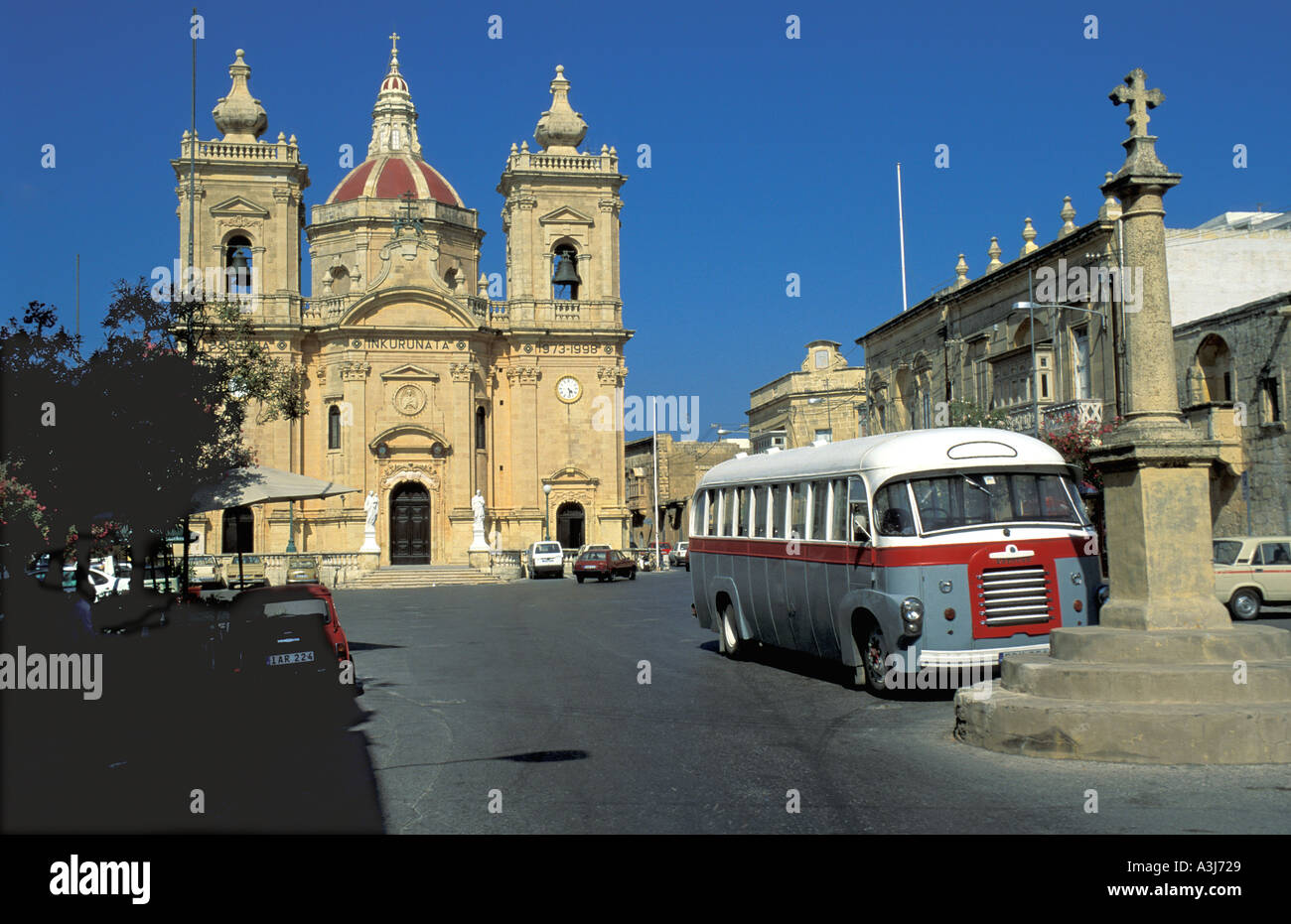 Town square and church in Nadur Gozo island Malta republic Stock Photo ...