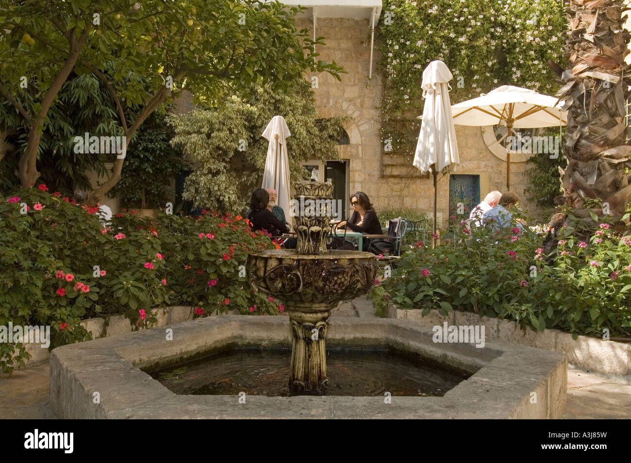 Inner courtyard of the American Colony hotel in East Jerusalem Israel ...