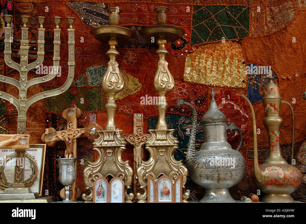 Souvenirs for sale at a gift shop in the old city of Jerusalem Israel ...