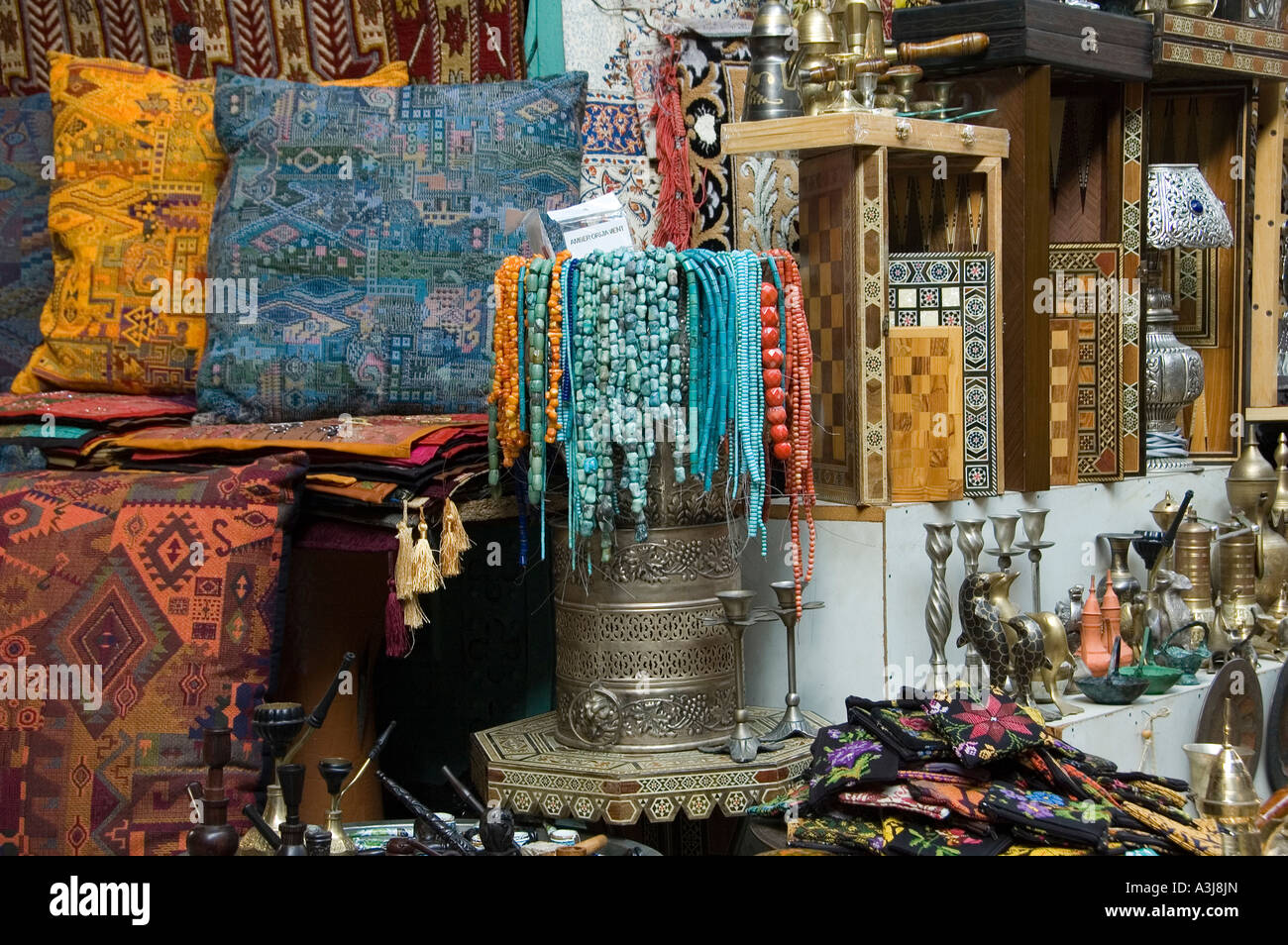 Souvenirs for sale at a gift shop in the old city of Jerusalem Israel ...