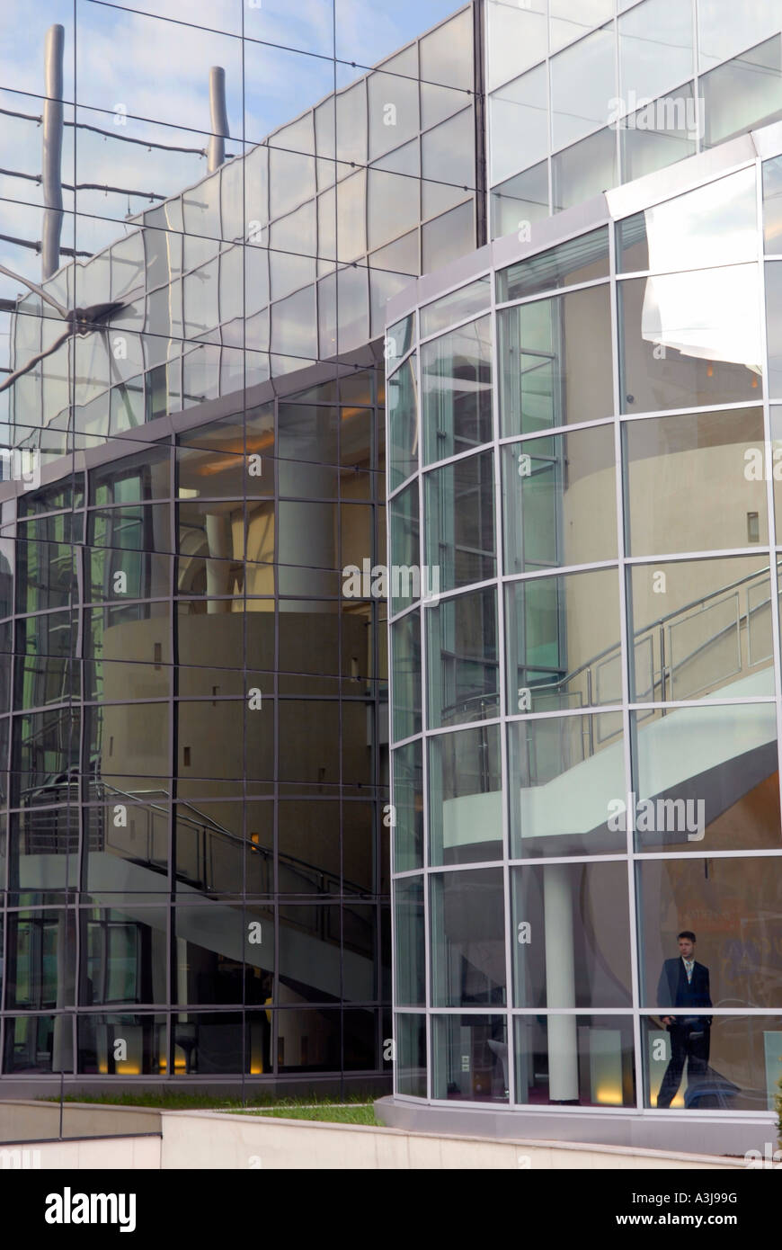 Modern glassed office building in Bucharest Romania Stock Photo - Alamy