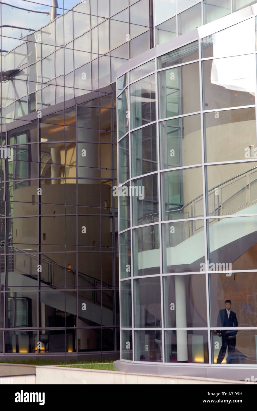 Modern glassed office building in Bucharest Romania Stock Photo - Alamy
