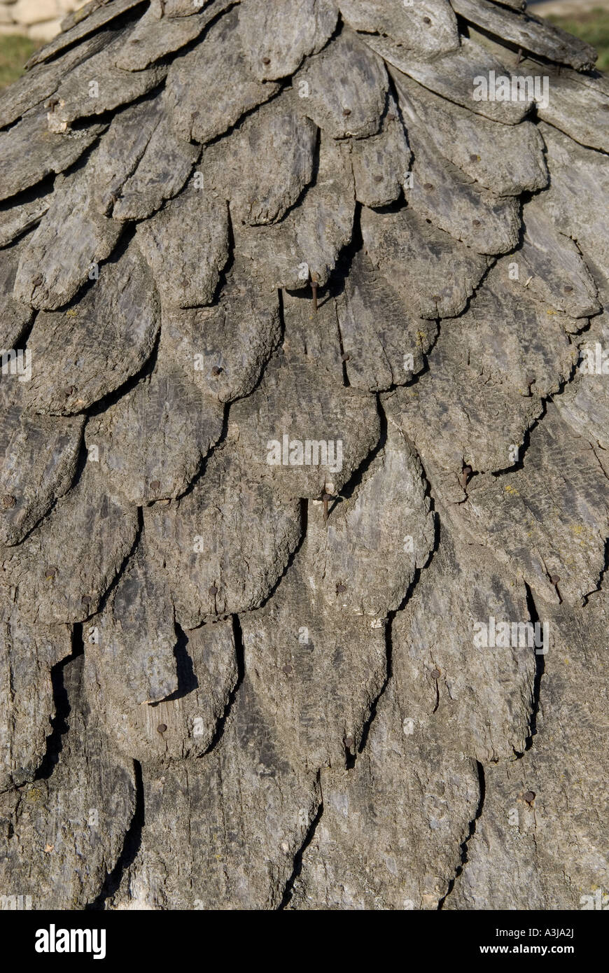 Roof of a rural house covered with straw-thatched corn shed from ...