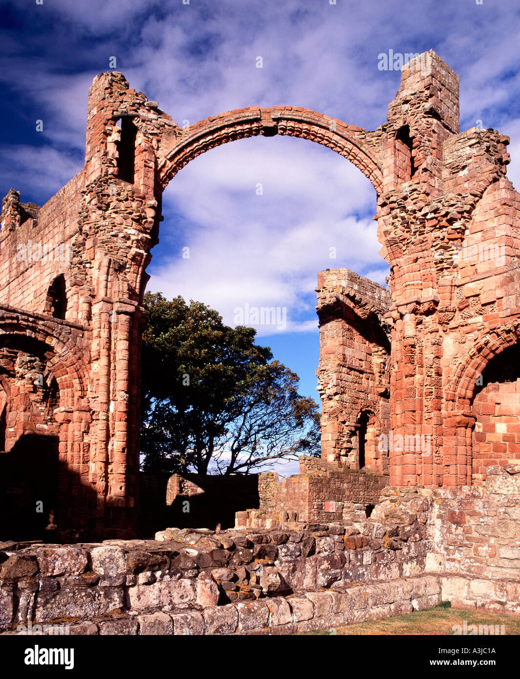 Rainbow Arch The Priory Church Holy Island Northumberland England Stock ...