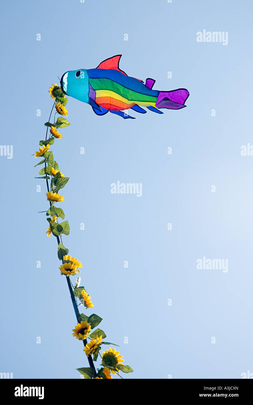 Fabric fish and sunflowers Stock Photo - Alamy