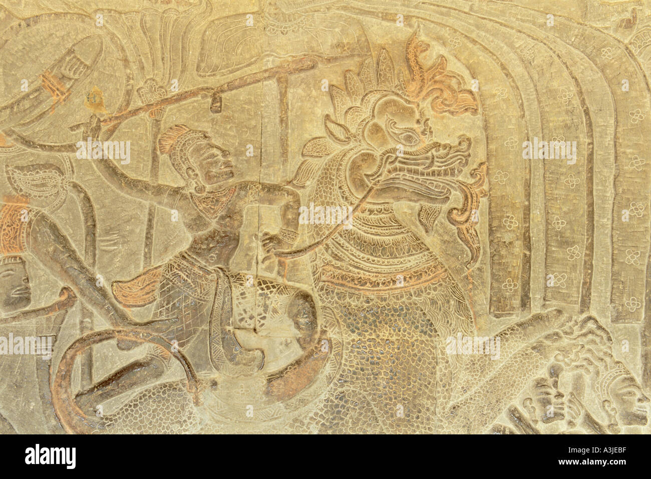 Cambodia, Angkor Wat Bas relief of Hindu mythology and epics Stock ...