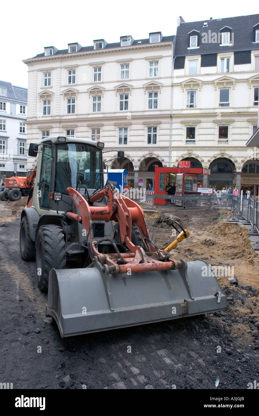 Digger excavating a street in Hamburg Germany 2005 Stock Photo - Alamy