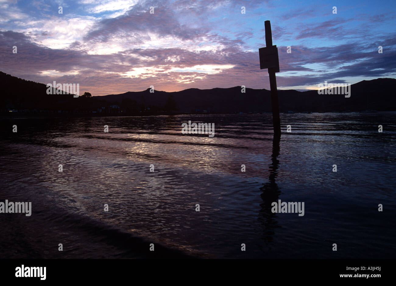 Evening Reflections, Akaroa, New Zealand Stock Photo - Alamy