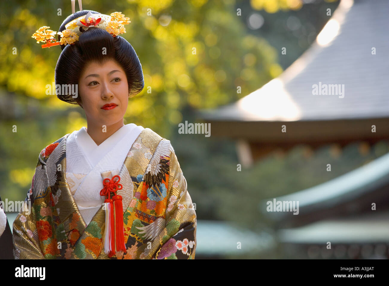 Kimono Traditional dress Japan Temple Stock Photo - Alamy