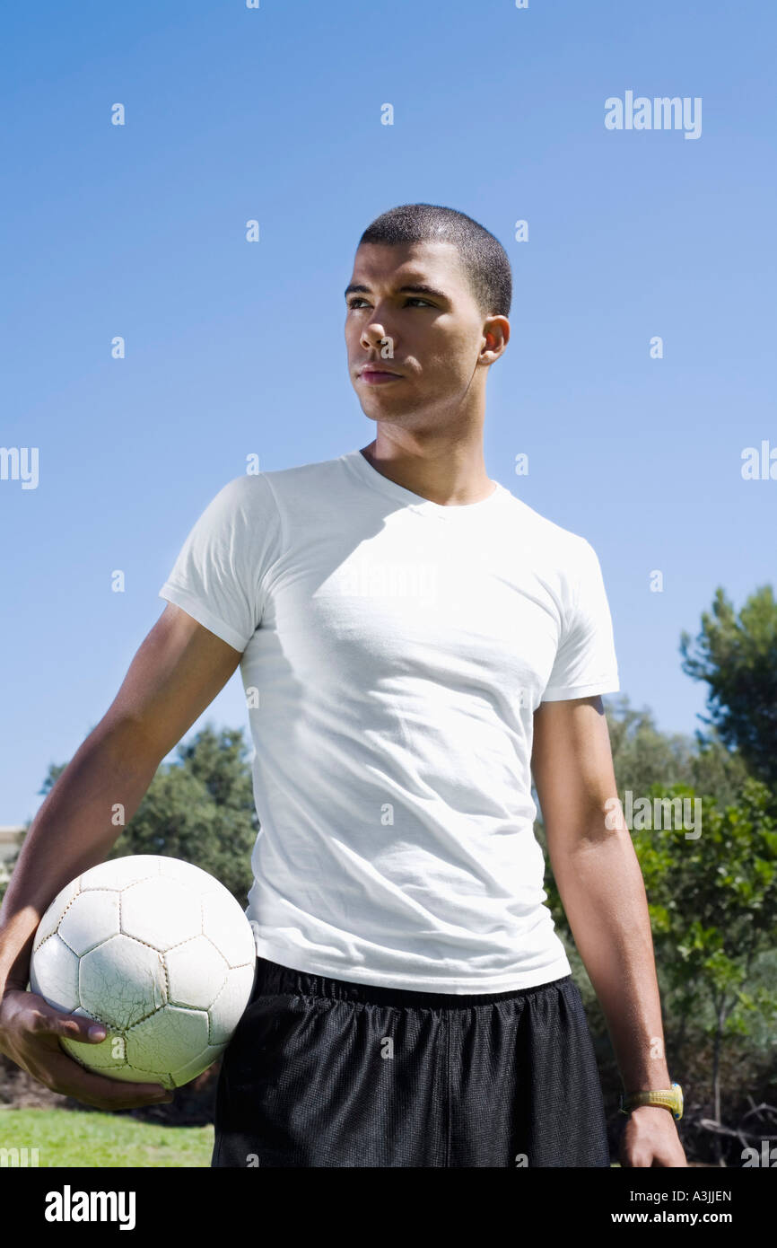 Portrait of Man with Soccer Ball Stock Photo - Alamy