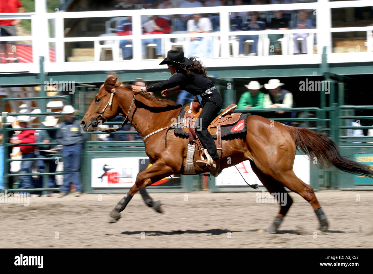 Rodeo Alberta Canada Barrel racing Stock Photo - Alamy