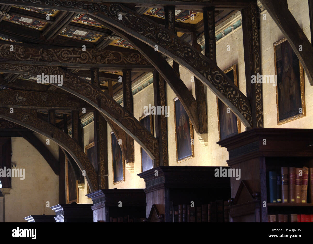 Ornate beams in the Bodleian Library, Oxford Stock Photo - Alamy