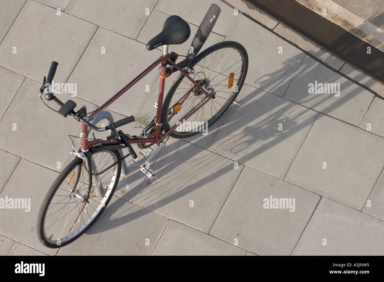 DEU Germany Hamburg 12 09 2005 Birds eye view of a parked bike Stock ...