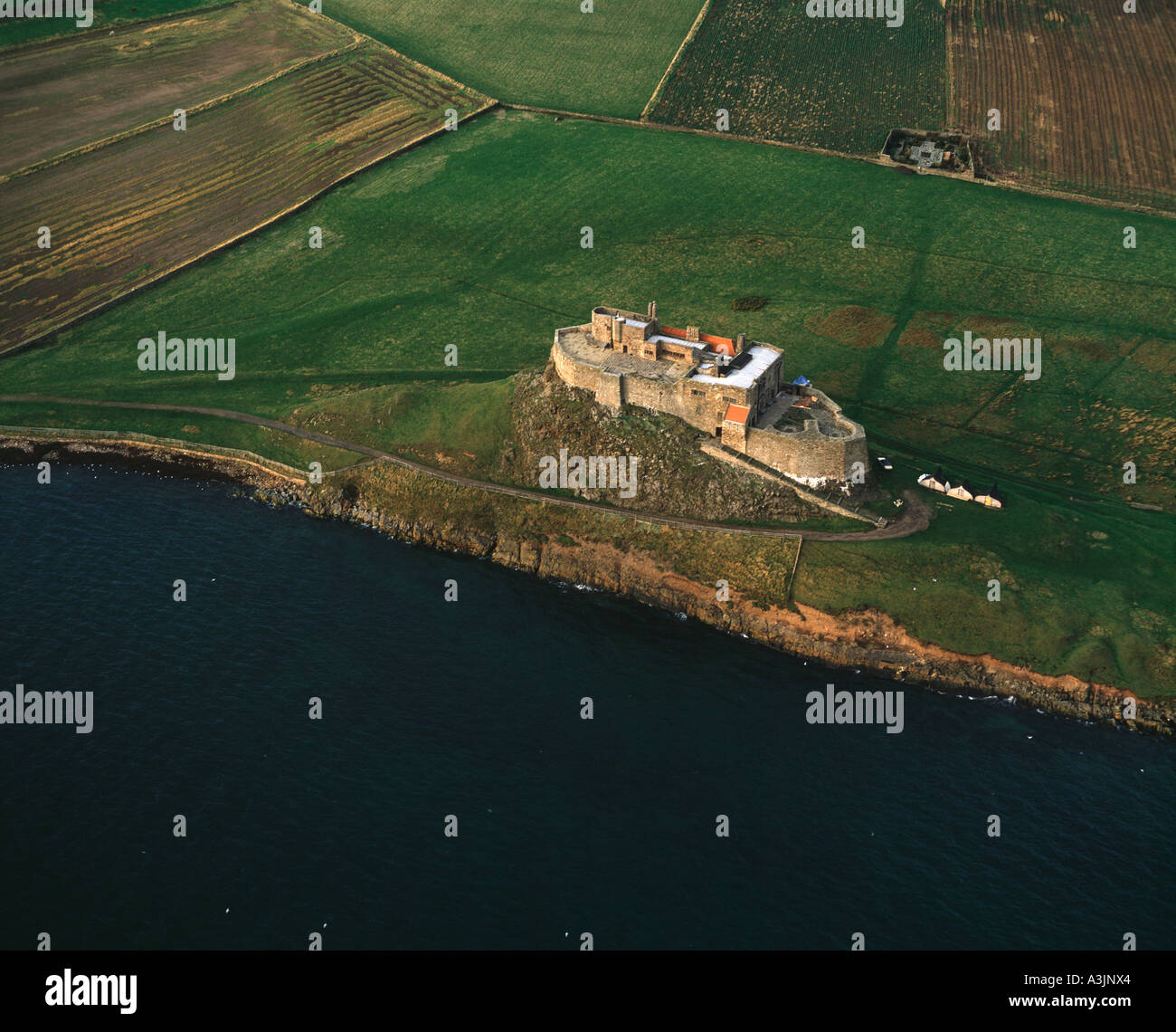 Aerial view lindisfarne castle hi-res stock photography and images - Alamy