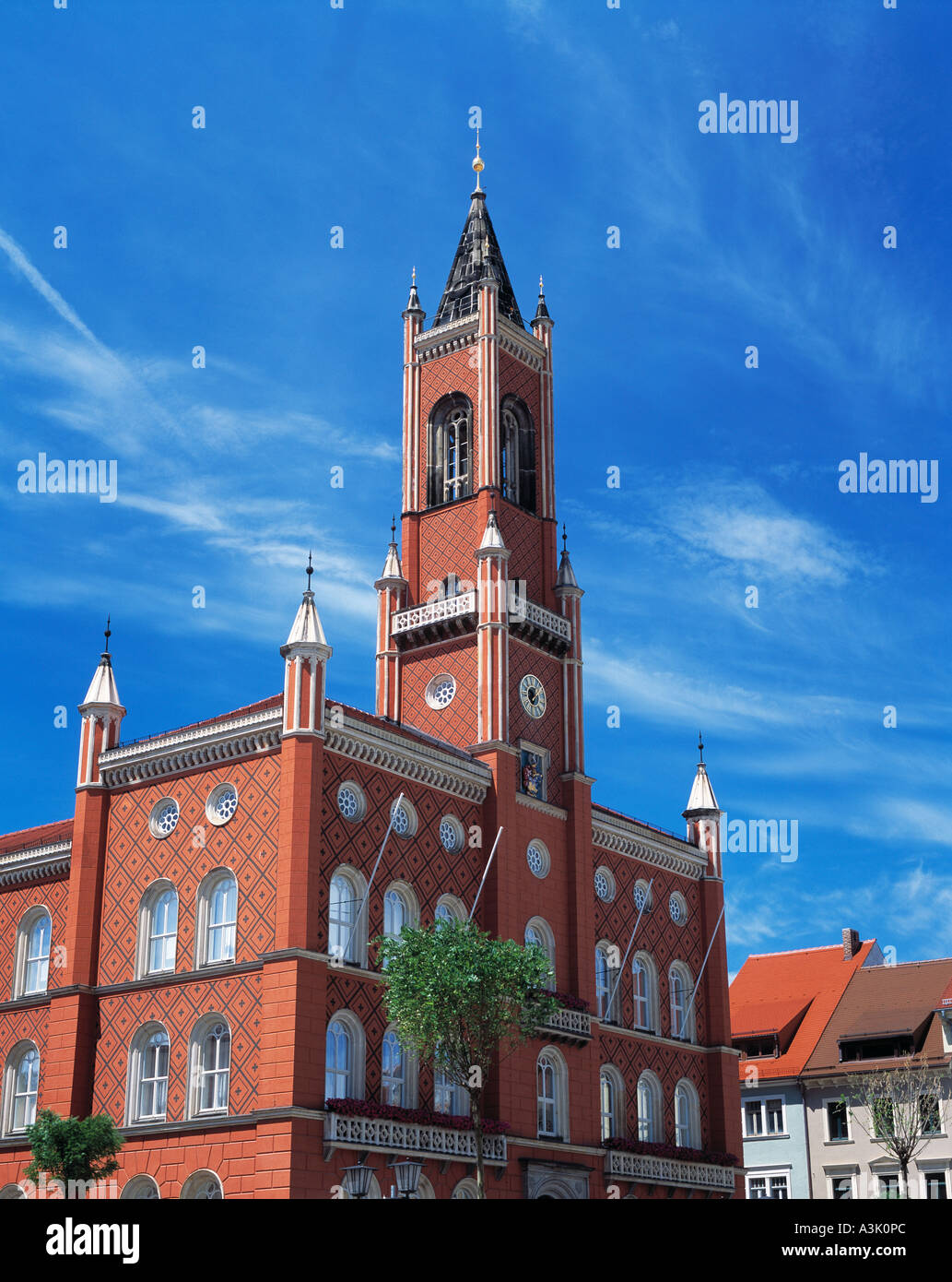 Marktplatz mit Renaissancerathaus und Buergerhaeusern in Kamenz Stock ...